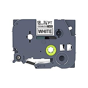 IDIK 1PK Black on White Flexible ID Cable and Wire Label Tape Compatible for Brother P-Touch TZe-FX241 TZ FX241 Tze FX241(18mm x 8m)