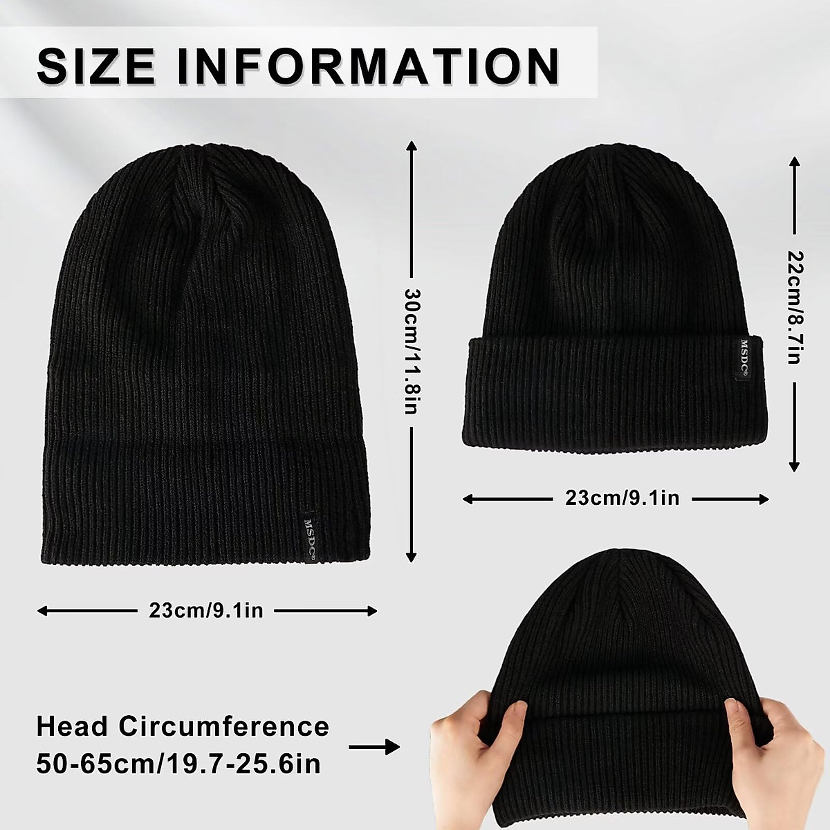 MSDC Beanies Women 3 Pack, Winter Hats for Women Men Fleece Lined Knit Warm Thermal for Cold Weather, Beanie for Women Fashionable Skull Cap(Gray+White+Pink)