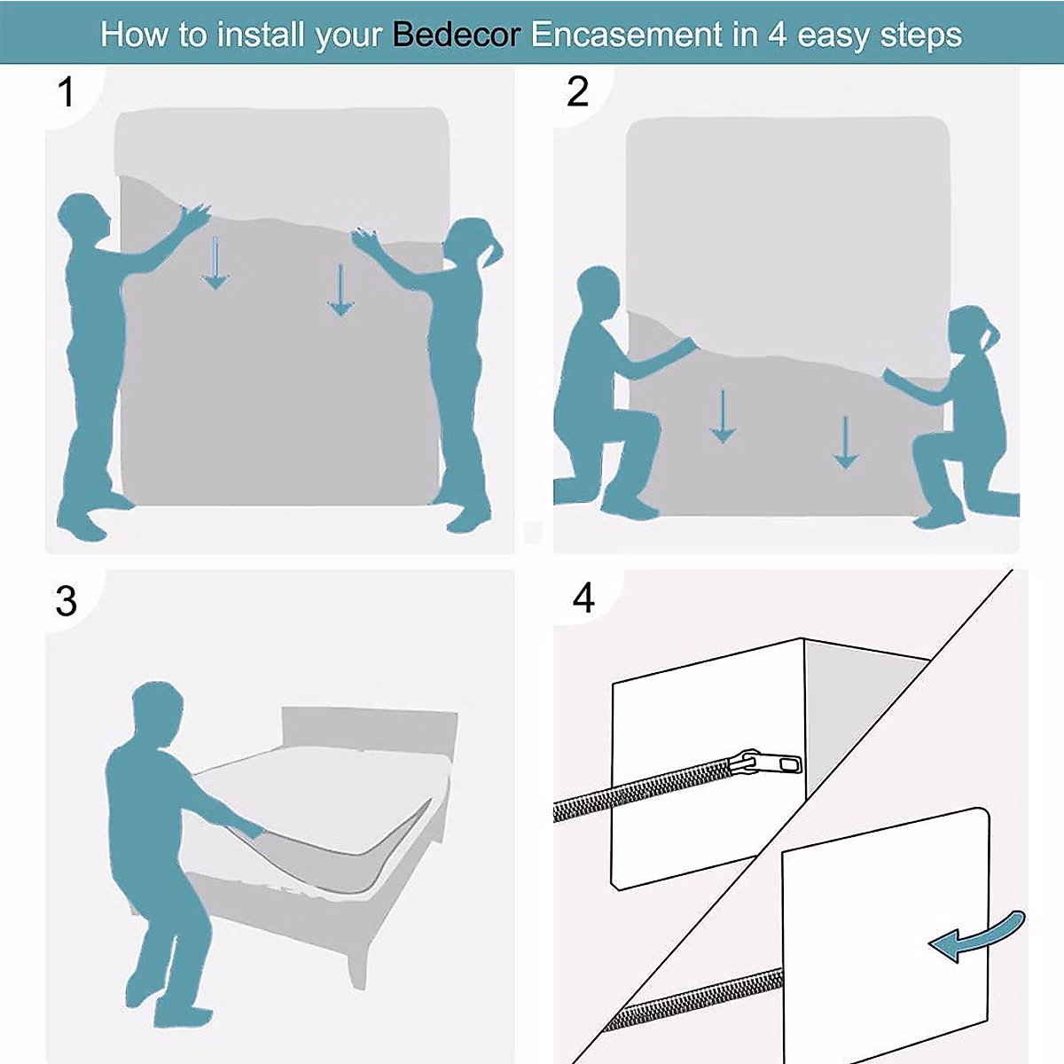 Bedecor Zippered Twin Mattress Protector Cover for 3"-6" Depth Mattress,Fully Encased Liquid Proof Urine Pee Protection Breathable Smooth Incontinence Pet Baby Potty Training