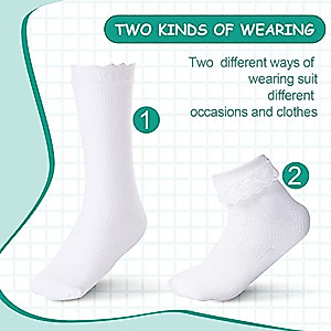 SATINIOR 6 Pairs Baby Girls Lace Ankle Socks White Eyelet Lace Socks Toddler Frilly Ruffle Socks Princess Socks Ruffled Lace Dress Socks, for 3-7 years