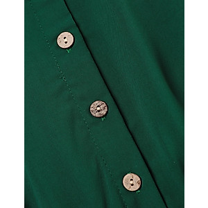 Glaoly Girls Dress Green Ruffle Collar Button-Down Long Sleeve Swing Girls Dresses Size 7-8