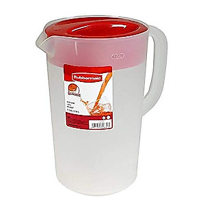 Rubbermaid Clear Pitcher, Red Cover, 1 Gallon