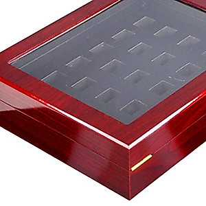 GZYF Championship Ring Display Case Sports Ring Storage Box Wooden Black Velvet , 30 Slot