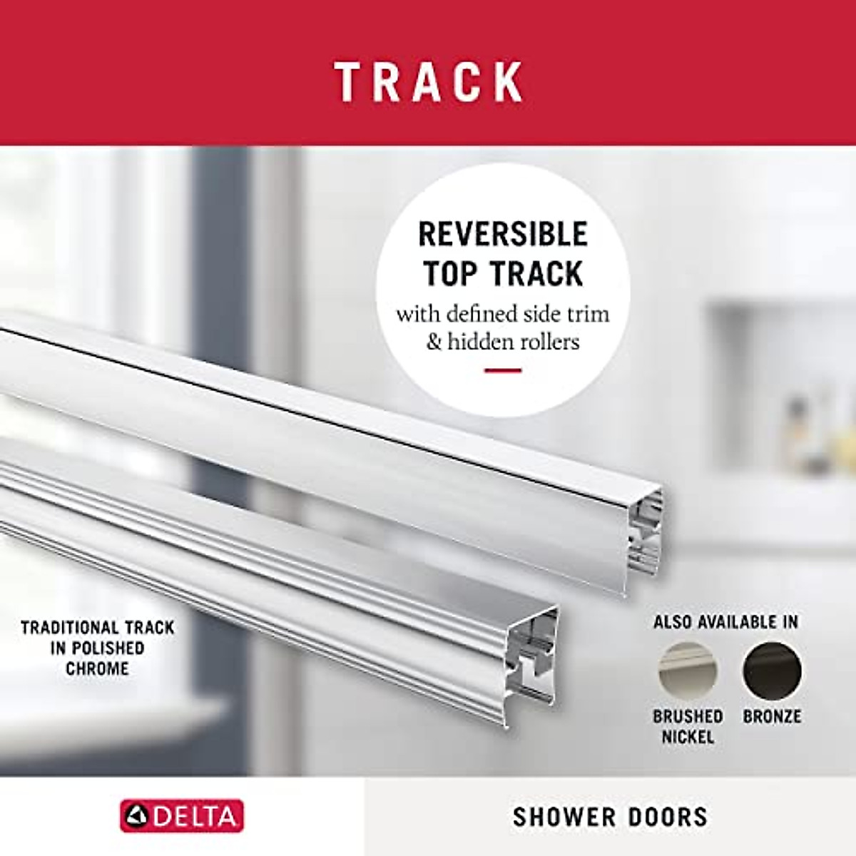 Delta Shower Doors SD3172271 Trinsic Semi-Frameless Traditional Sliding Shower Door 60in.x70in, Chrome Track