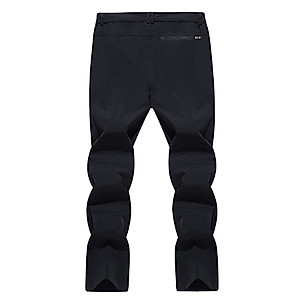 TACVASEN Men's Hiking Pants Quick Dry Fishing Camping Travel Pants Reinforced Knees Black, 30