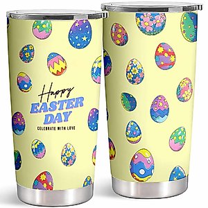 WIPI Easter Coffee Cups, Easter Gifts for Women Men Family and Friends, Spring Tumbler 20 Oz, Holiday Insulated Tumblers, Spring Coffee Mugs, Bunny Tumbler for Kids and Adults