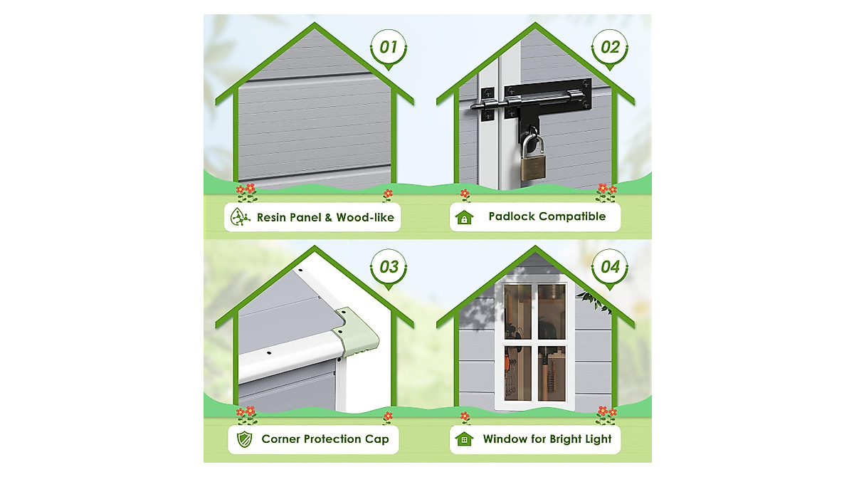 Devoko 6x4 FT Resin Shed - Weather-Resistant Outdoor Storage