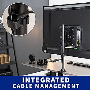 VIVO Black Ultra Wide Screen TV Desk Mount for up to 55 inch Screens, Full Motion Height Adjustable Single Television Stand, STAND-V155C