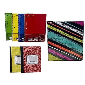 College Ruled Back to School Supply Bundle for Middle, High School and College: Binder, Mechanical Pencils, Sharpies, Pens, Highlighters, Folders, Note Books, Earbuds and More 55+ items