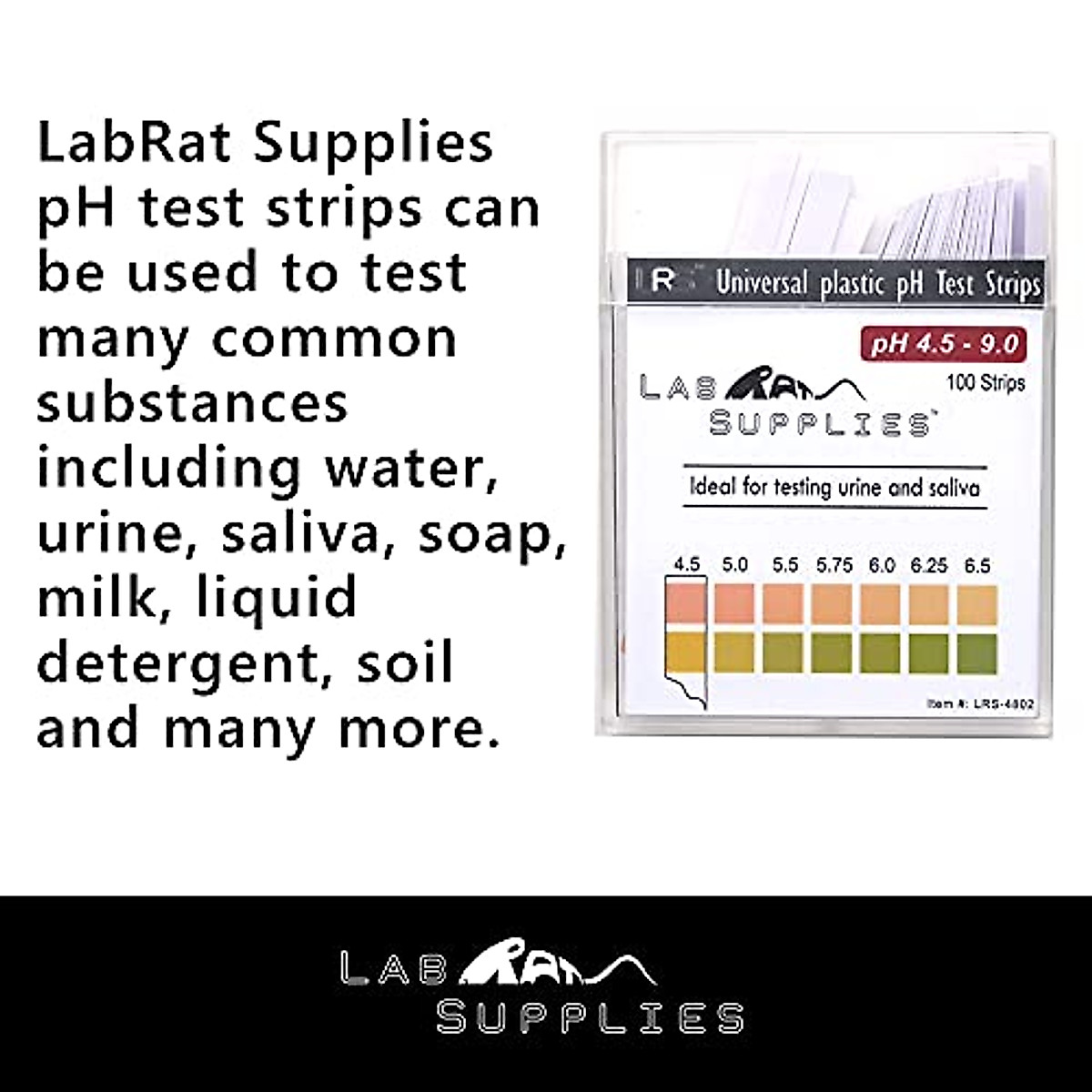 Plastic pH Test Strips, Universal Application (pH 4.5-9.0), 100 Strips | for Urine, Saliva, Aquariums, etc.