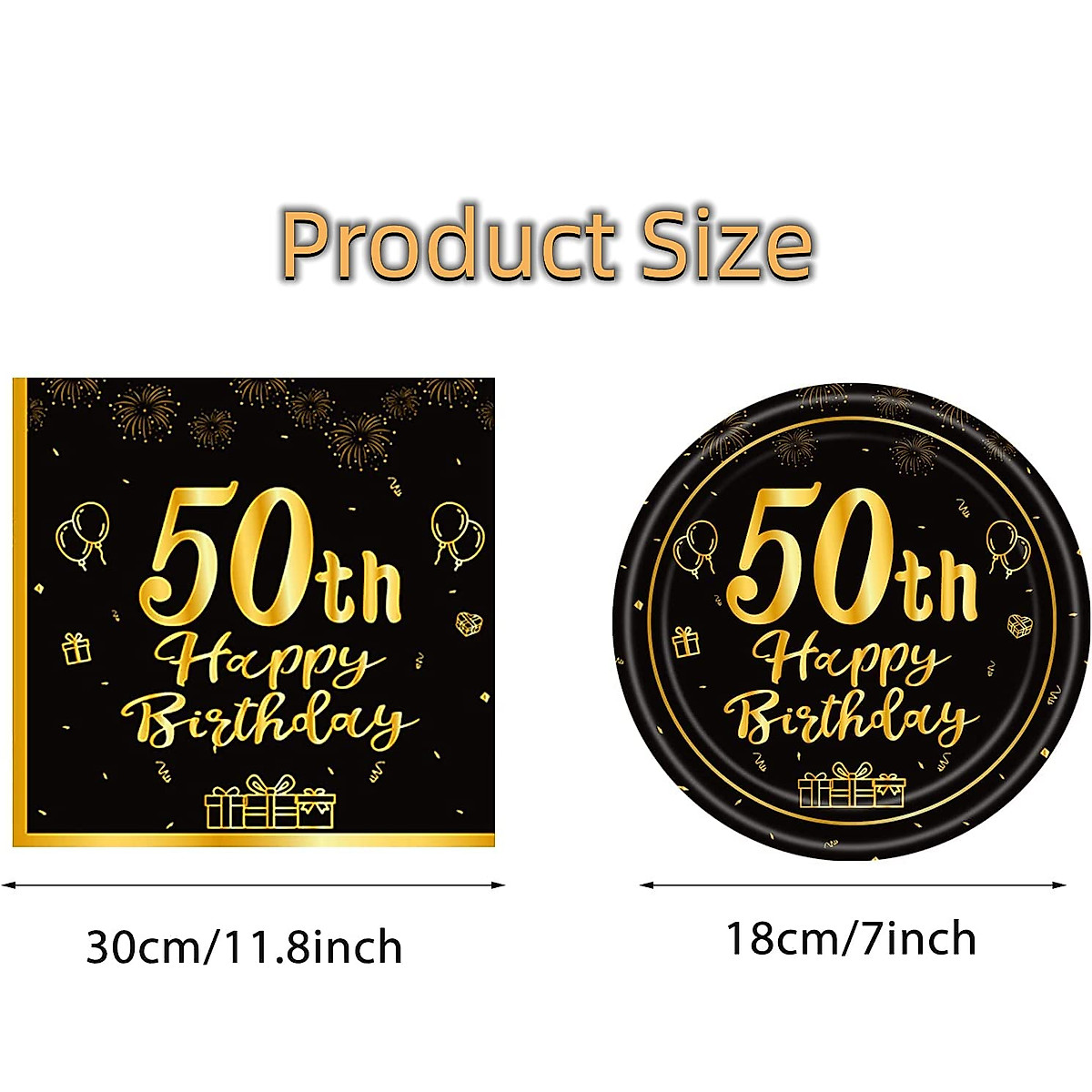 KHAIVI 50th Birthday Decorations Men Women-20 Dessert Plates and 20 Napkins for 50th Birthday 50th Anniversary,Severs 20 Guests