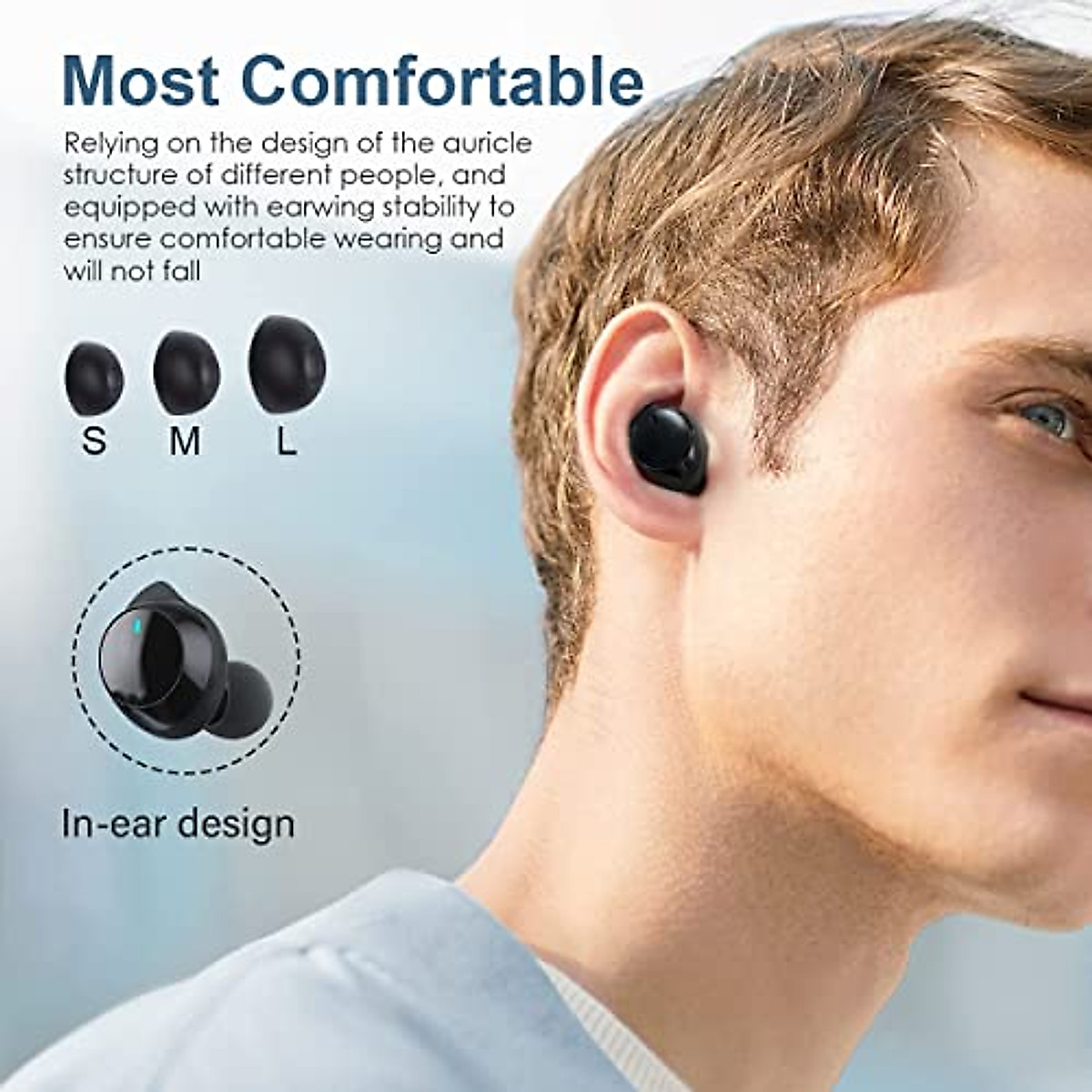 Cotogni Wireless Bluetooth 5.3 Earbuds, P5 Wireless Earbuds with Charging Case Wireless Bluetooth Earphones 40H Playtime Waterproof Wireless Earbuds for iPhone, Android (Black)