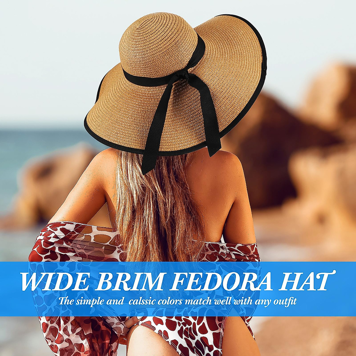 Mepase 12 Pcs Women Wide Brim Straw Sun Hats Summer Beach Hat Big Floppy Foldable Roll up Travel Hat UPF 50+(Bright Color, Cute Style) Multi Colors