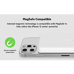 Belkin Wireless Power Bank w/MagSafe Compatible 7.5W Wireless Charging - Portable Magnetic Charging Bank - Compatible w/iPhone 15, 15 Plus, 15 Pro, 15 Pro Max, iPhone 14, AirPods, & More - White