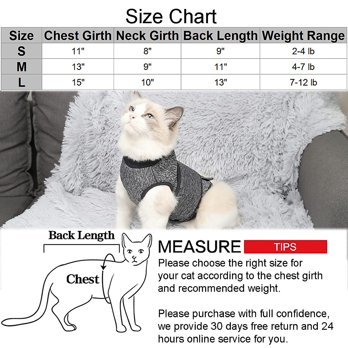 Coppthinktu Cat Anxiety Jacket, Anxiety Vest for Cats, Cat Anti Anxiety Vest, Shirt for Cat, Cats Calming Wrap Vet Recommended Calming Solution Vest for Fireworks, Travel, Separation
