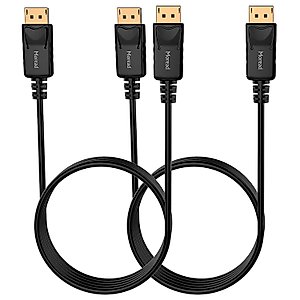 Moread DisplayPort to DisplayPort Cable, 6 Feet, 2 Pack, Gold-Plated Display Port Cable (4K@60Hz, 2K@144Hz) DP Cable Compatible with Computer, Desktop, Laptop, PC, Monitor, Projector - Black