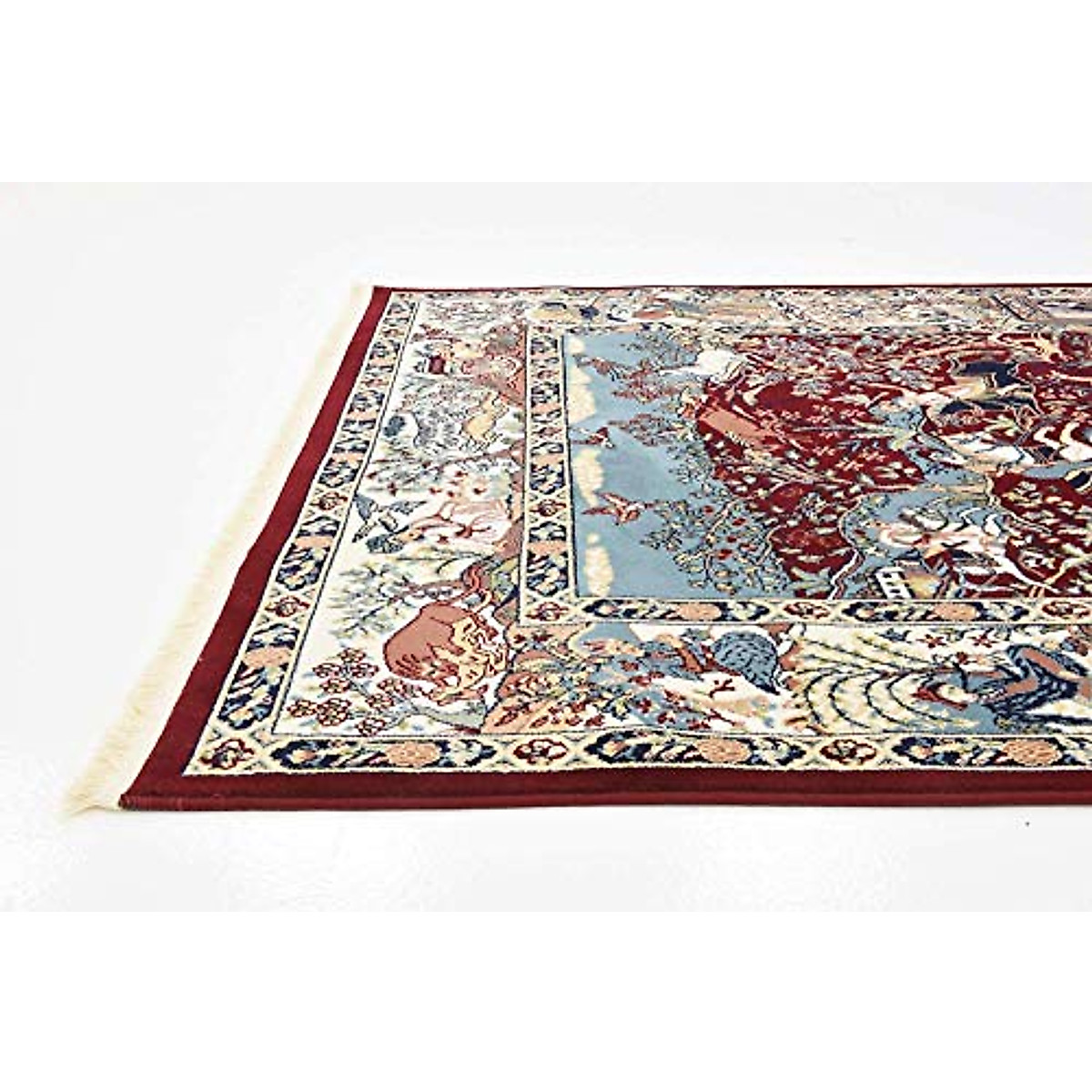 Unique Loom Narenj Collection Classic Traditional Hunting Scene Textured Design Area Rug, Rectangular 5' 0" x 8' 0", Burgundy/Tan