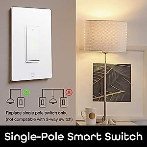 Geeni TAP Smart Wi-Fi Light Switch, No Hub Required, Compatible with Alexa, Google Home, Requires 2.4 GHz Wi-Fi (Smart Light Switch - 4 Pack)
