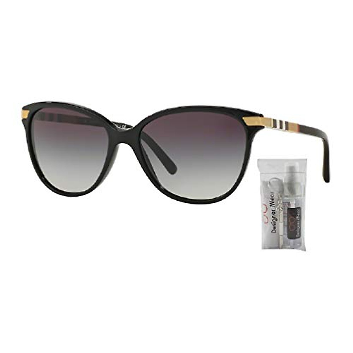 BURBERRY BE4216 30018G 57M Black/Grey Gradient Cat Eye Sunglasses For Women+ BUNDLE with Designer iWear Complimentary Eyewear Care Kit