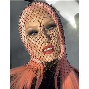 Pinwe Mesh Rhinestone Masquerade Masks Full Face Veils See Through Headscarfs Hairbands Turban Head Covers Wraps