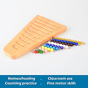BOHS Montessori Bead Stair Set, 1-10 Counting, with Sorting Tray- Compact Educational Toy for Preschool Learning