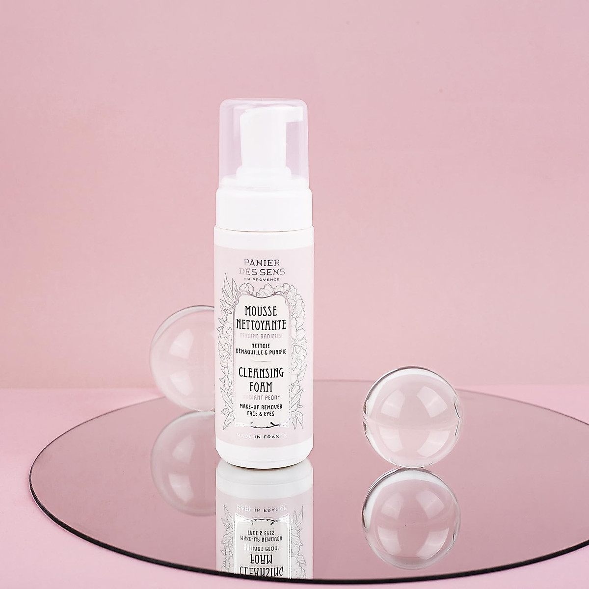 Panier des Sens Face wash, cleansing foam & Makeup remover, Radiant Peony facial skin care products - Made in France & 98% natural - 5 Floz / 150ml