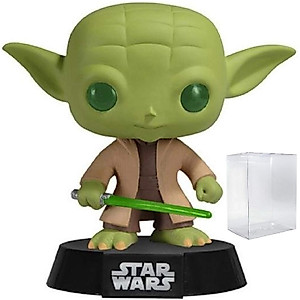 Funko Pop! Star Wars: Master Jedi Yoda with Lightsaber #02 Vinyl Bobble-Head Figure (Bundled with Pop Box Protector Case)