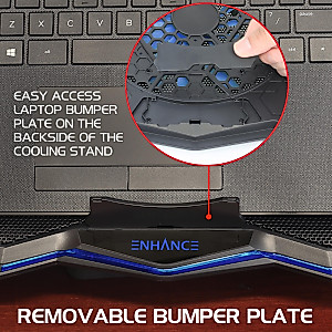 ENHANCE Cryogen 5 Gaming Laptop Cooling Pad Stand - Laptop Cooler with 7 Adjustable Height Settings & Dual USB Ports for 17 inch Laptops - 1 Ultra Quiet High Performance LED Laptop Fan 800 RPM - Blue