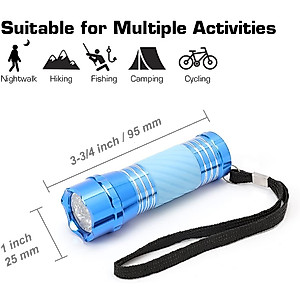 EverBrite 4-Pack Mini LED Aluminum Flashlight Party Favors Colors Assorted for Hurricane Supplies with Handle Glow in Dark