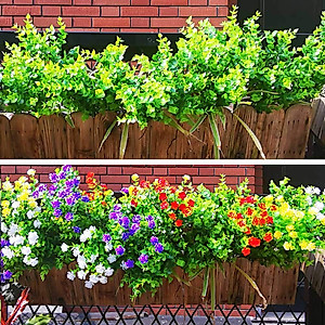 12 pcs Artificial Flowers UV Resistant Outdoor Fake Plants and Greenery Springs Artificial Boxwood for Bridal Party Wedding Bouquet for Greenery Shrubs Plants Home Garden (Green)