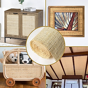 LUSYDECO 24" Width Natural Rattan Cane Webbing Roll 3 Feet Length Closed Weave Rattan Fabric Furniture Woven Rattan Sheets for Crafts Cane Weave Rattan Material Natural Chair Caning (3 FEET)