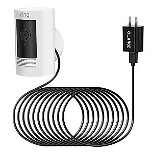 OLAIKE 5m/16ft Charge Cable with DC Power Adapter Compatible with Stick Up Cam Battery 3rd Gen/2nd Gen & Spotlight Cam Battery,Weatherproof Cable to Continuously Charge Your Camera,Black
