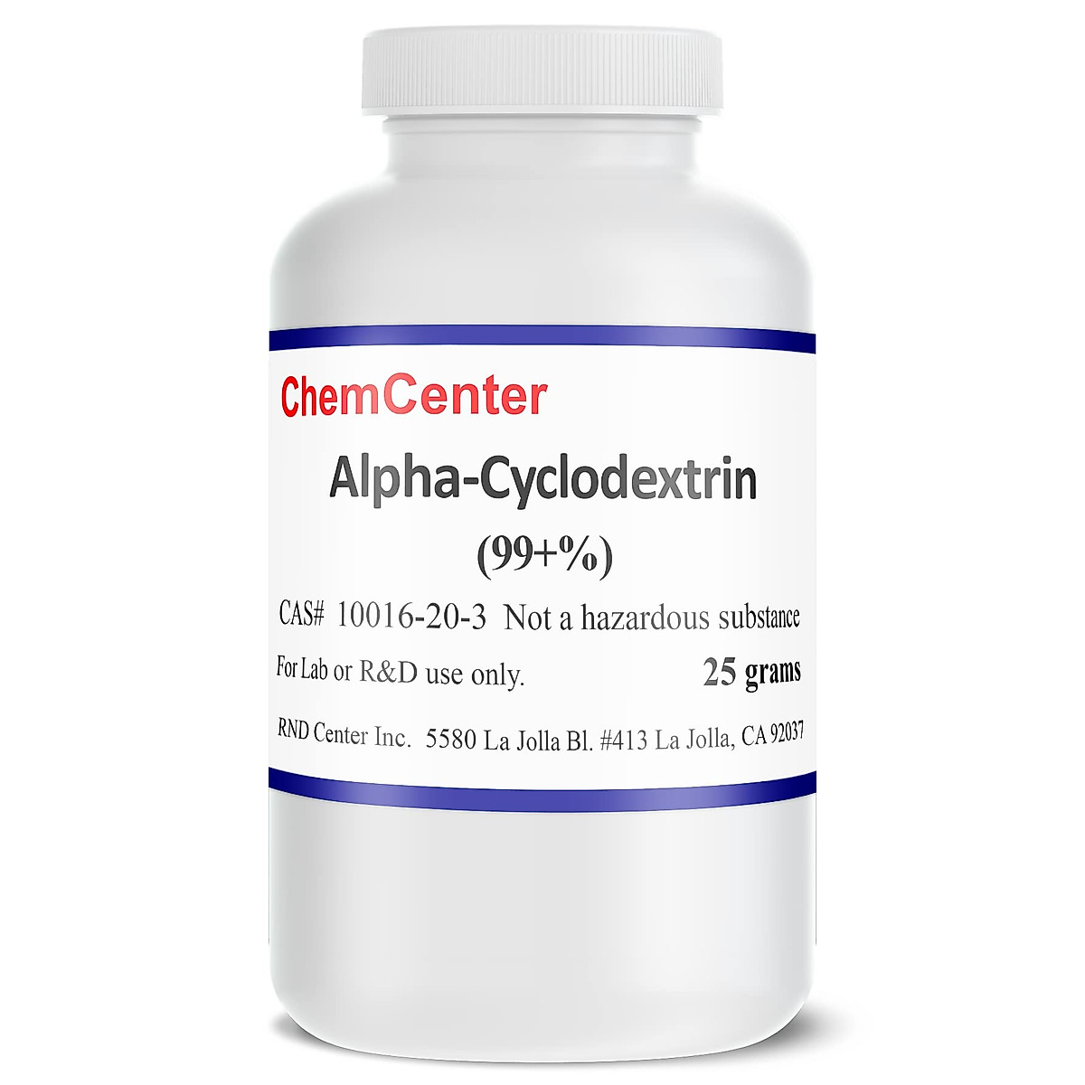 ChemCenter Alpha-Cyclodextrin, High Purity Powder, 99% min., 25 Grams