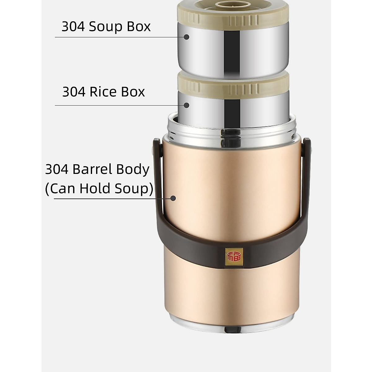 Thermos for Hot Food, 2 Tier Soup Thermos Container, Food Thermos, 304 Stainless Steel Vacuum Insulated Thermal Bento Lunchbox for Office School Camping Picnic Outdoors, 1500ml-Red