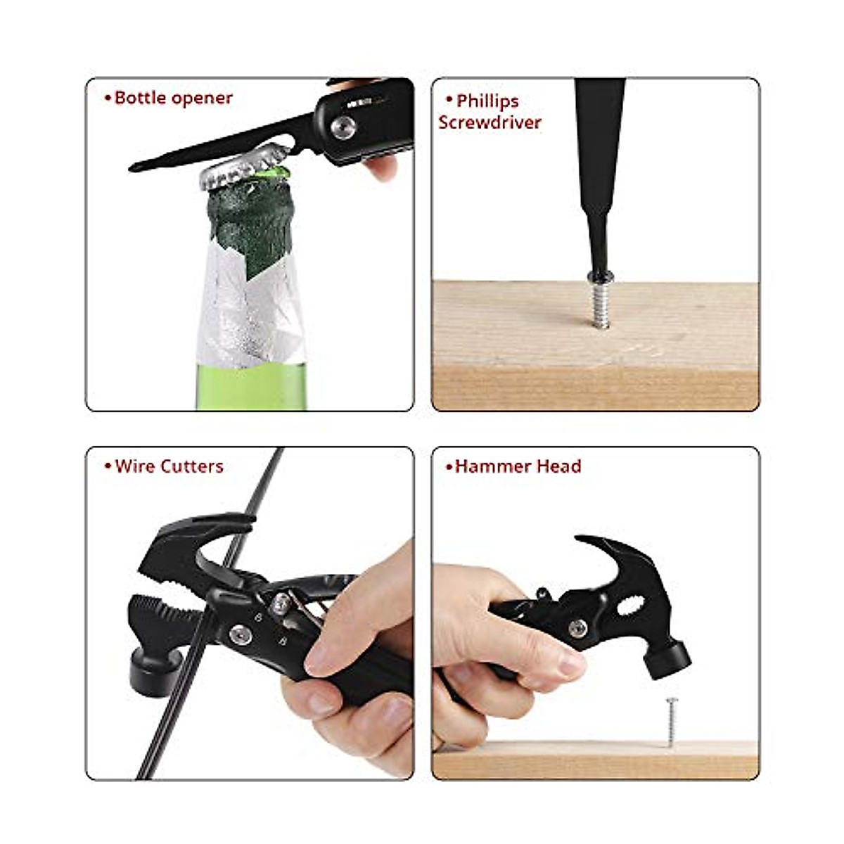 Multitool Hammer 12 in 1 Survival Multi Tool Camping Accessories, Stocking Stuffers for Men, Dad, Husband, Boyfriend, Cool Gadgets Christmas Gifts for Handyman, Carpenter, Craftsman