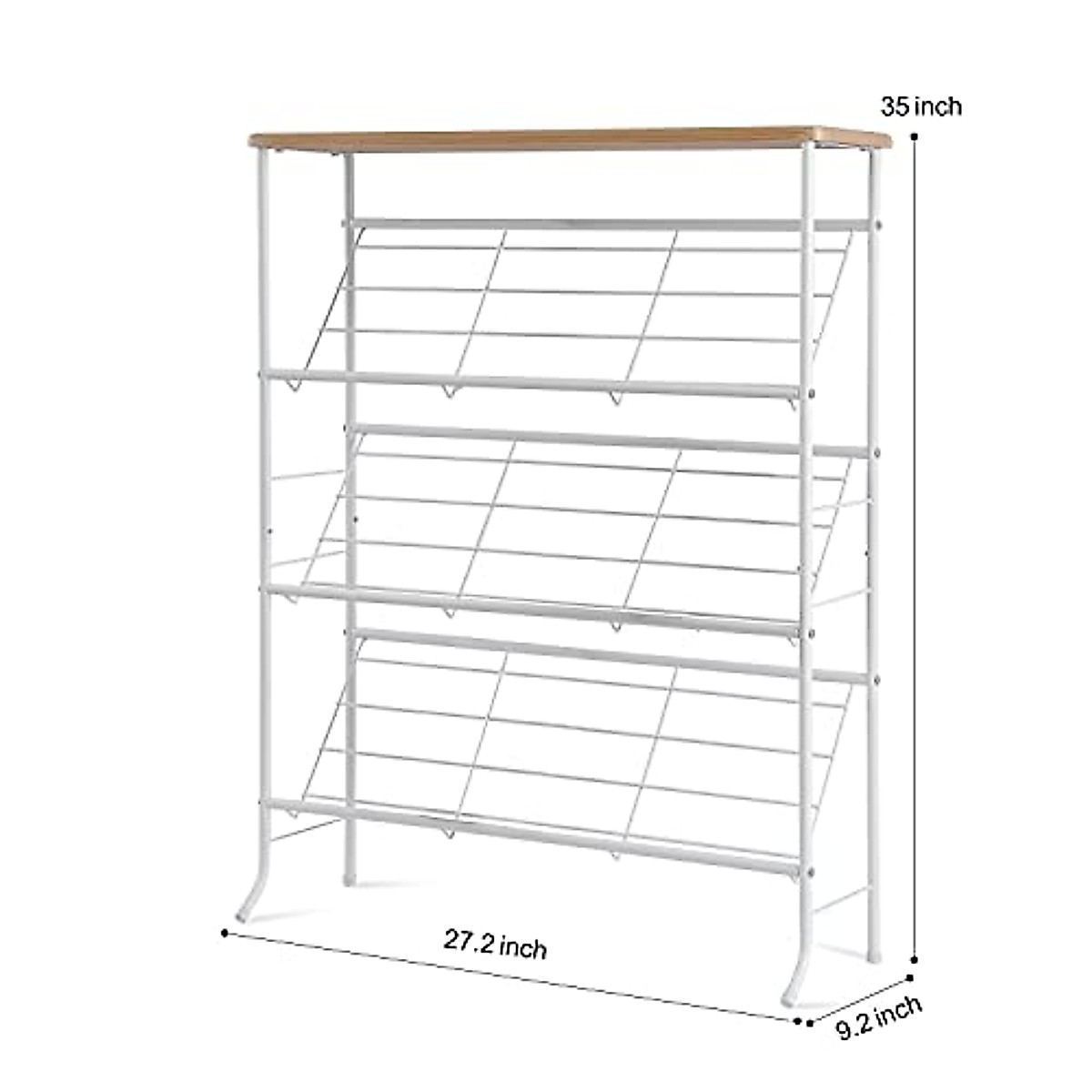 Shoe Rack Organizer, Sturdy 4 tier Narrow Shoe Storage Cabinet, Free Standing Shoe Racks with Wood Top, Space Saving Shoe Shelf, Large Shoe Rack for Entryway, Hallway, Garage(12-16 Pair)