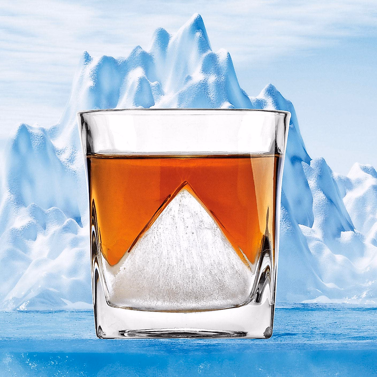 Godinger Whiskey Glasses Set, Whiskey Glasses and Silicone Ice Mold, Whiskey Glacier, Old Fashioned Whiskey Glass Tumbler and Ice Form Wedge, Gifts for Men - Set of 2