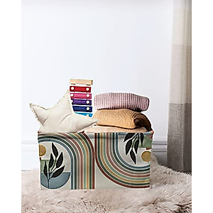 Storage Bins Cubes Waterproof Cloth Storage Basket, Abstract Boho Foldable Storage Bags for Shelf Closet Clothes Storage Organizers with Handles Nordic Rainbow Abstract Floral Geometry 2PCS
