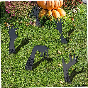 BESTOYARD 10 Pcs Halloween Plug Metal Trim Outdoor Stakes Metal Screen Creepy Hand Silhouette Halloween Decorations Halloween Black Hands Signs Halloween Inserted Adorns Yard Ghost Decors