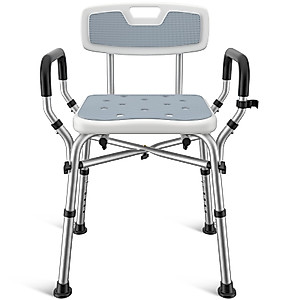 Shower Chair for Inside Shower, BRITULIF 550 lbs Heavy Duty Shower Chair for Elderly and Disabled, Shower Chair with Arms and Back, FSA/HSA Eligible, 6 Height Adjustable, Ideal for Seniors and Adults