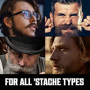 Viking Revolution Hair Styling Agent Mustache Wax 2 Pack - Extreme Hold Beard & Moustache Wax for Men - Strong Hold Helps Train Tame & Style - 0.5oz each (Sandalwood, 2 Pack)