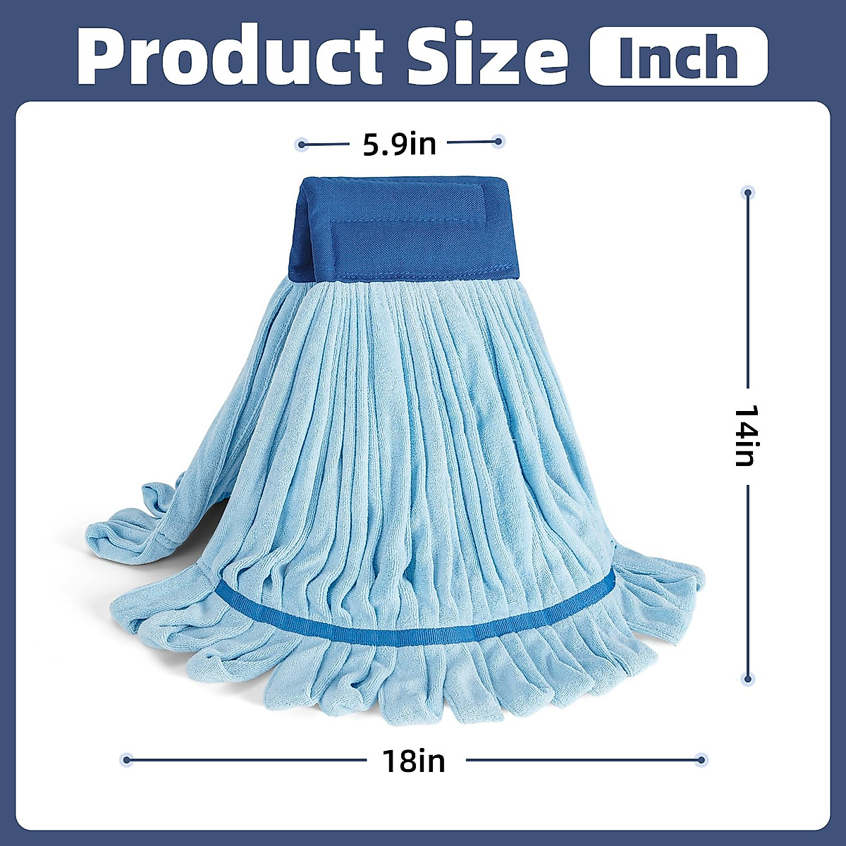 DRKLEAN 2 Pack Large Microfiber Tube Mop Heads,Heavy Duty Industrial Wet Mop Head Refill,Highly Absorbent,Commercial Mop Head Replacement,Wet Mop Heads Replacement (Blue, 2)