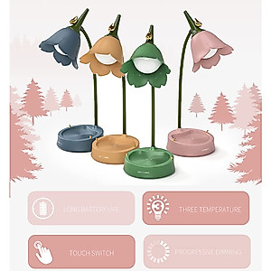 magical JD LED Desk Lamp Cordless Table Light Adjustable Gooseneck Dimmable Touch Rechargeable Battery Eye-Caring Night Light for Kids,Mini Cute Lamp for College Dorm Bedroom Reading (Pink)