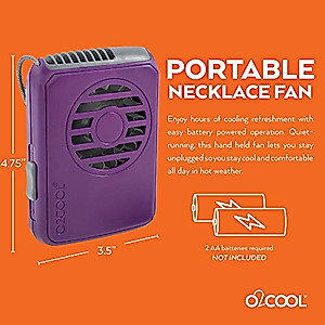 O2COOL Deluxe Personal Necklace Fan | Hands- Free, Battery Operated Wearable Mini Cooling Device for Beach, Sporting Events, Camping (4 Pack Random Colors)