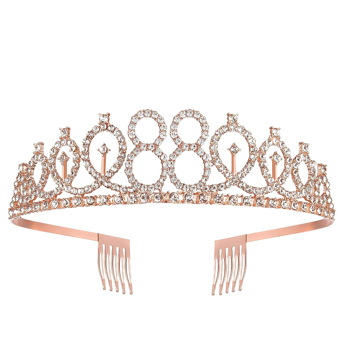 BRT Bearingshui 88th Birthday Tiara and Sash for Woman, Rose Gold Crown for Fabulous 88th Birthday Party Favor Supplies