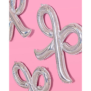 xo, Fetti Bow Balloon Holographic Foil - 4 pk, 22" | Bachelorette Party Decorations, Bow Theme Birthday Party, Bridal Engagement Decor, Coquette Cute Supplies, Girl Baby Shower, Tea Bday Ribbon Decor
