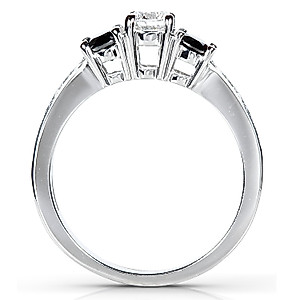 Kobelli Black and White Diamond Engagement Ring 3/5 Carat (ctw) in 14k White Gold, Size 9