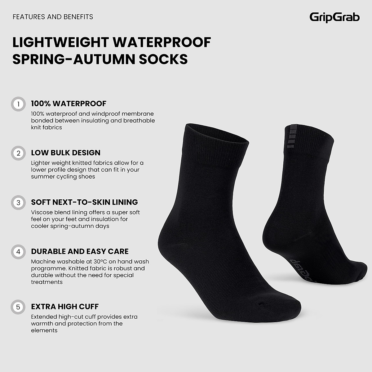 GripGrab Lightweight Waterproof Cycling Socks Insulating Cold Weather Cycling Socks Wet Weather Winter Socks For Cycling