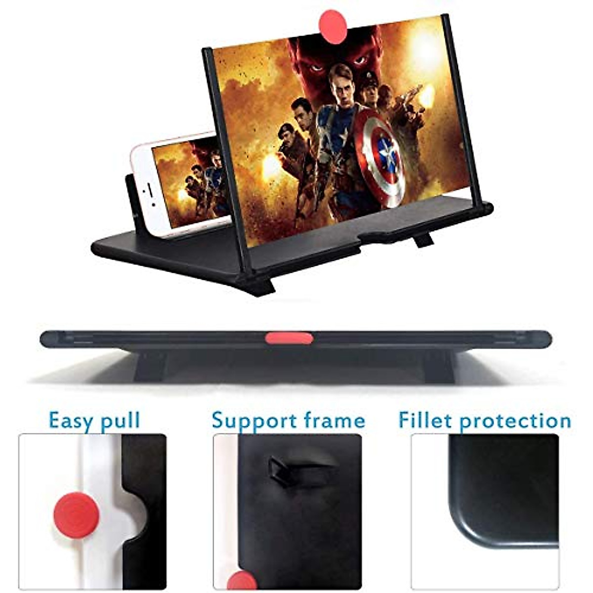 mozeeda Screen Expanders & Screen Magnifier Amplifier,3D HD New Phone Holder 12" Screen Amplifier,Movies,Videos,Games Movie Video Phone Foldable Stand Screen Phone Projector for All Smartphones