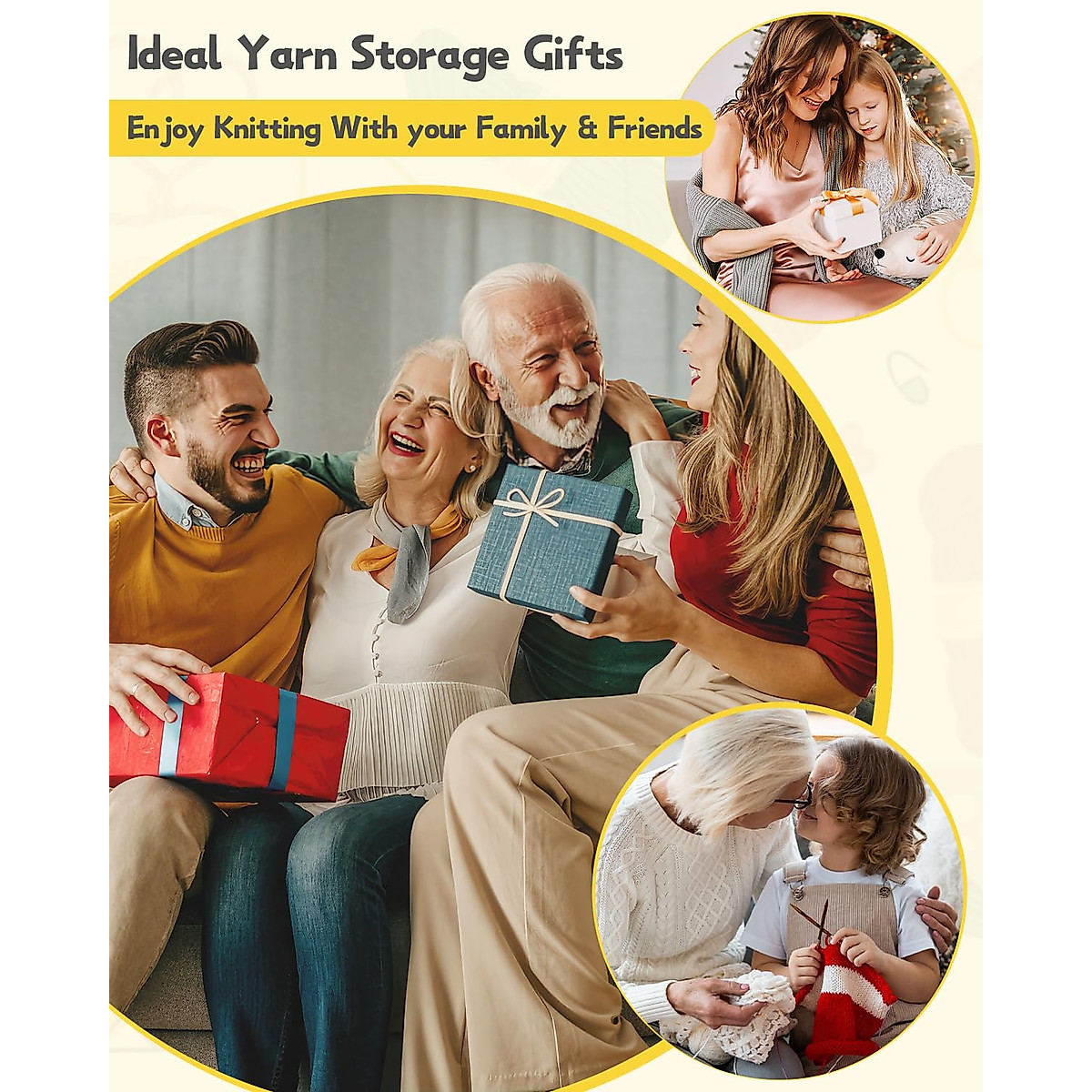 Coopay Mini Yarn Holders, Portable Yarn Storage Bag for Crocheting Project, Yarn Storage Knitting Bag and Crochet Tote, Store Skein Ball, Needles Accessories, Crochet Gifts